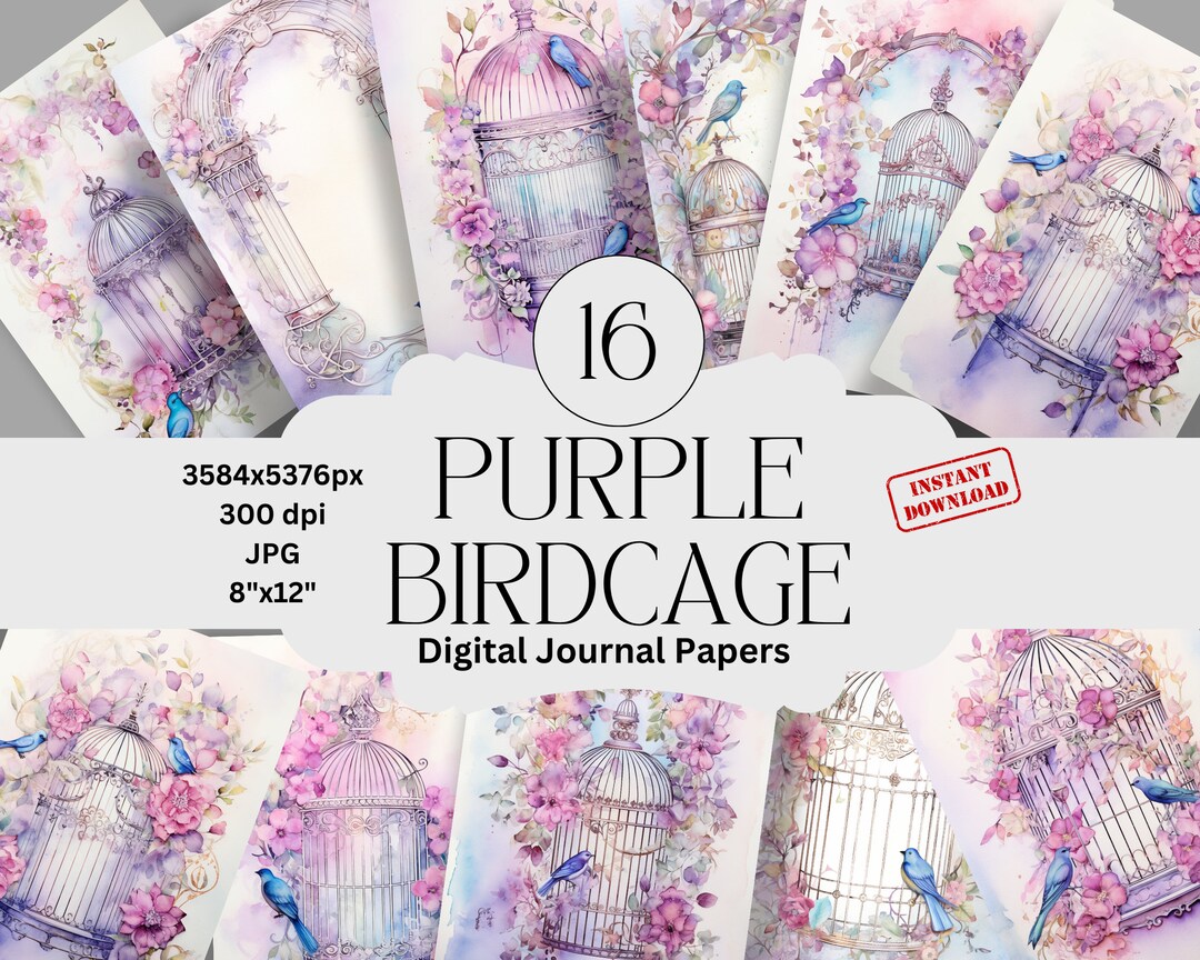 Birdcage Digital Journal Paper Set Junk Journal Paper Printable Digital ...
