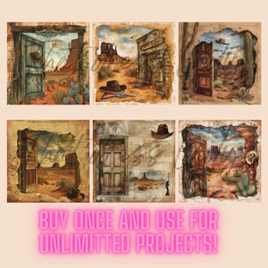 Wild West Digital Paper Set Junk Journal Cowboy Paper Printable Digital ...