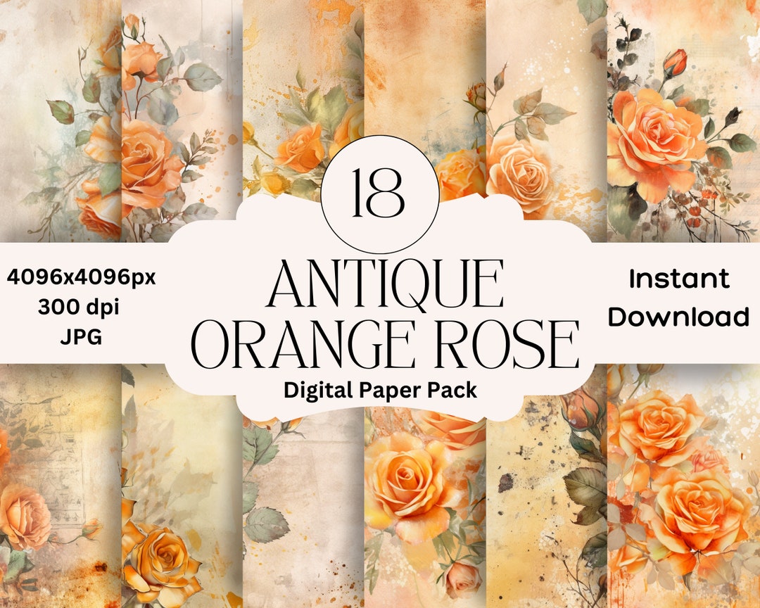 Orange Gold Digital Paper Set Junk Journal Printable Digital ...