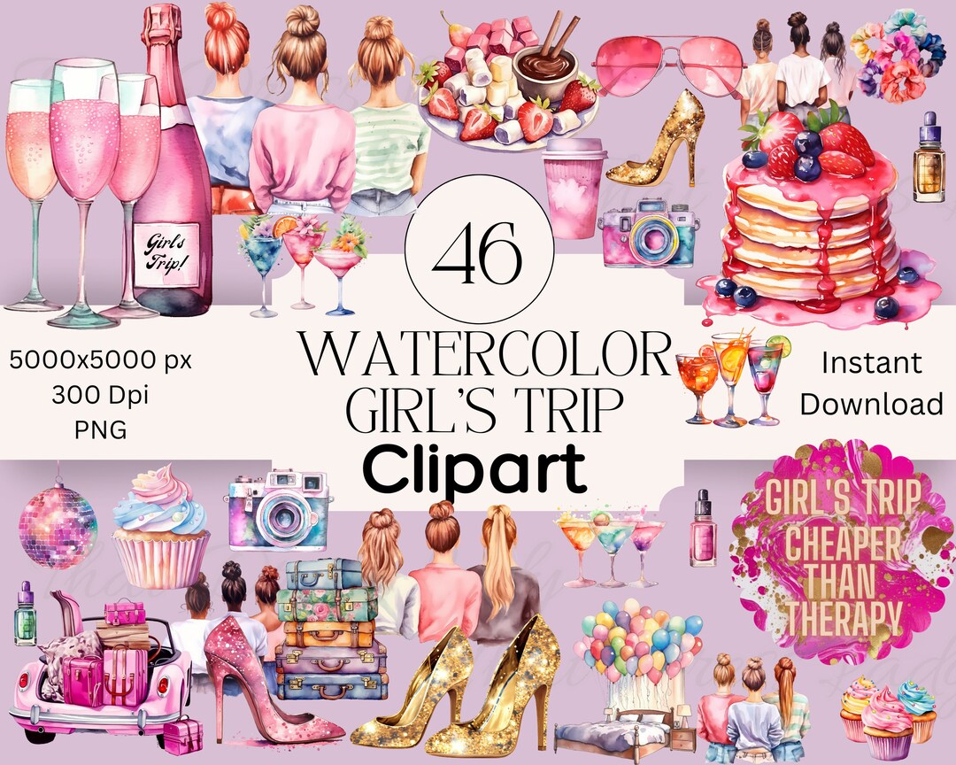 Girls Trip Clipart Bundle PNG Instant Download Scrapbooking Friend Junk ...