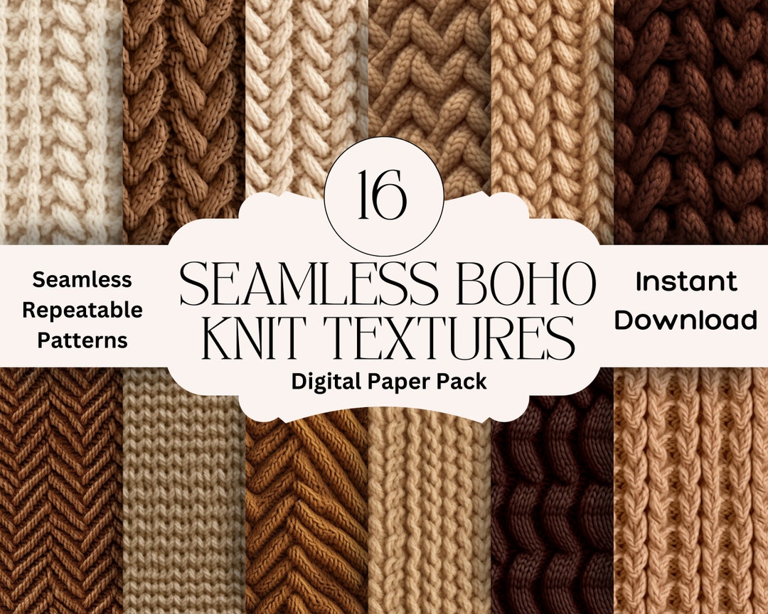 Knit Texture Digital Paper Set Junk Journal Knit Paper Printable ...