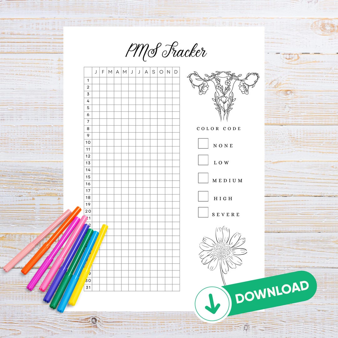 Pms Period Tracker Printable A5 A4 Page Anxiety Log Habit Tracker Anxiety Journal Track Anxiety ...