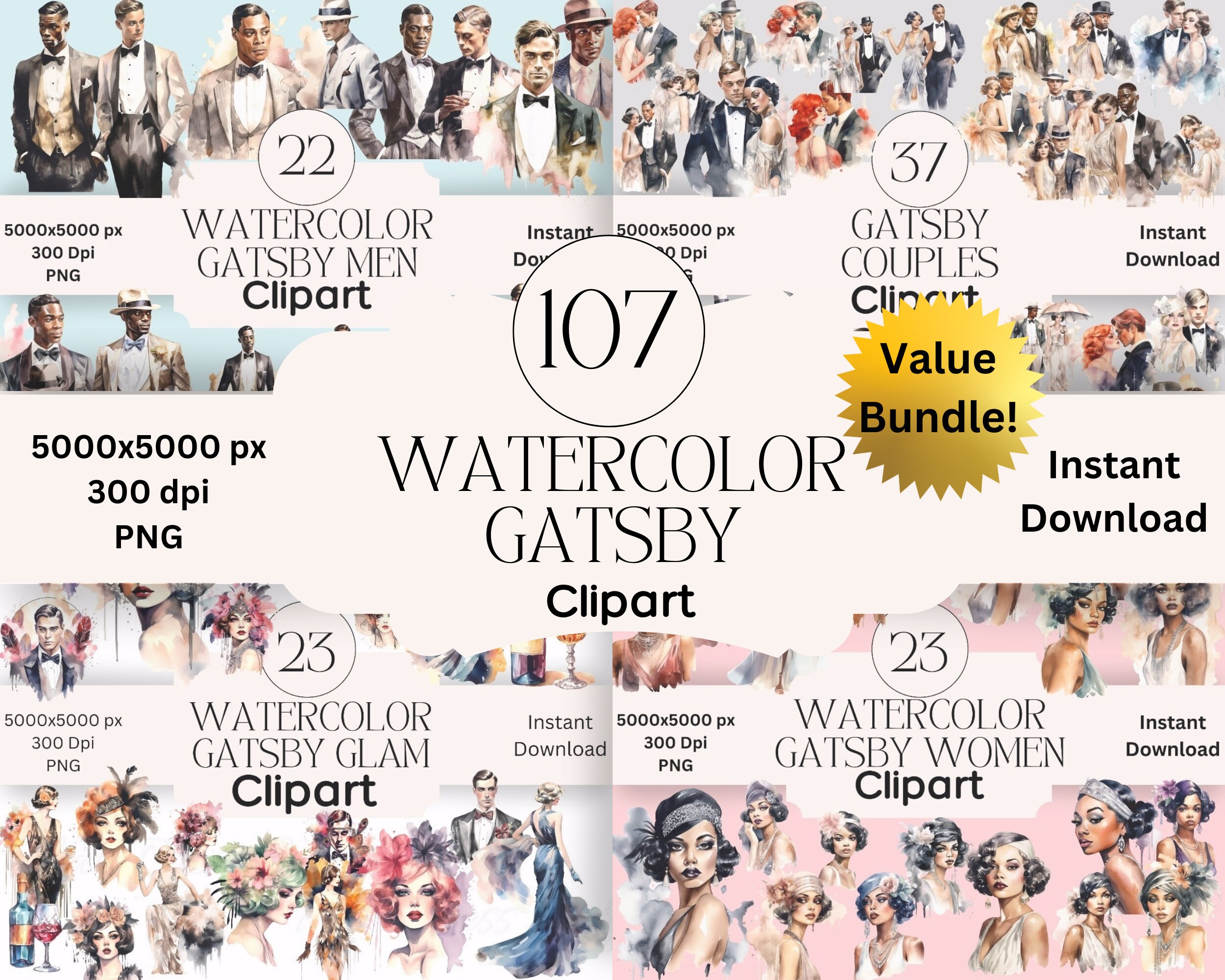 Gatsby Clipart Graphics Bundle PNG Instant Download - Etsy