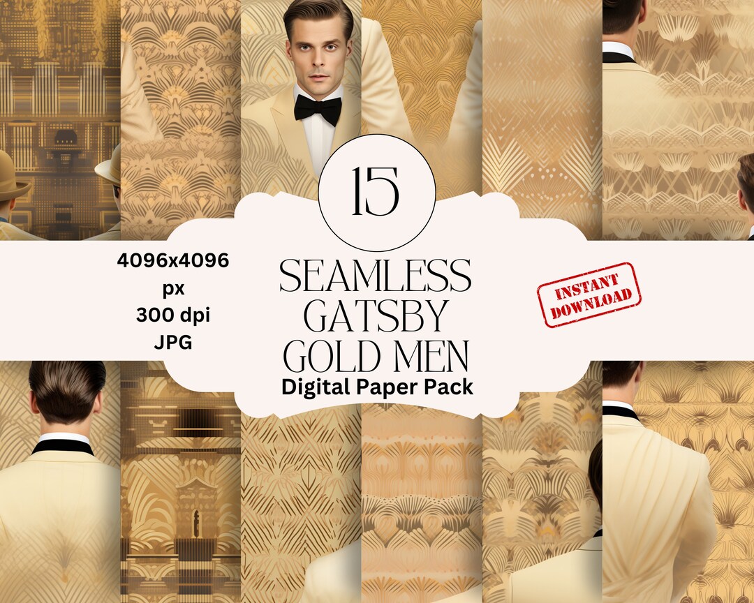 Gatsby Men Digital Paper Set Junk Journal Paper Printable Digital ...