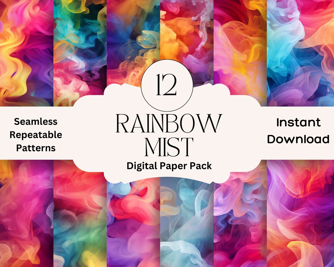 Rainbow Mist Digital Paper Set Colorful Junk Journal Paper Smoke ...