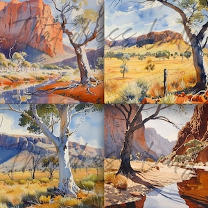 Watercolor Australian Outback Digital Paper Set Junk Journal Paper ...