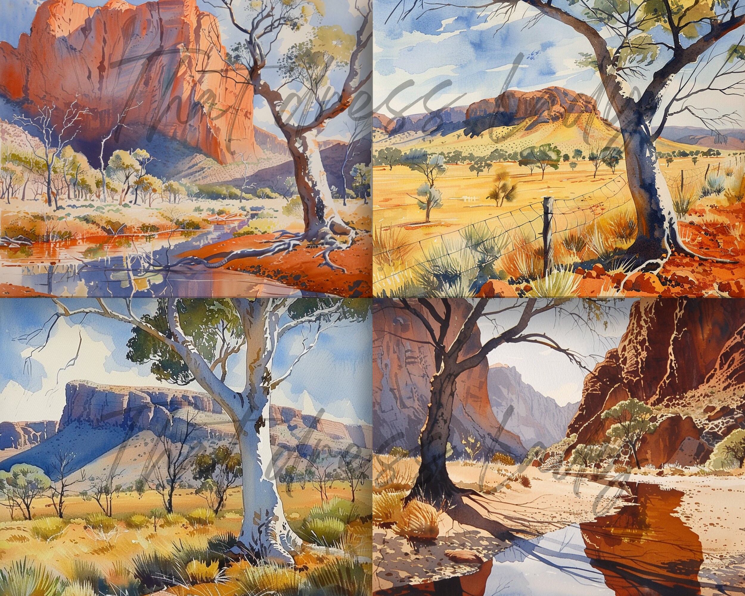 Watercolor Australian Outback Digital Paper Set Junk Journal Paper ...
