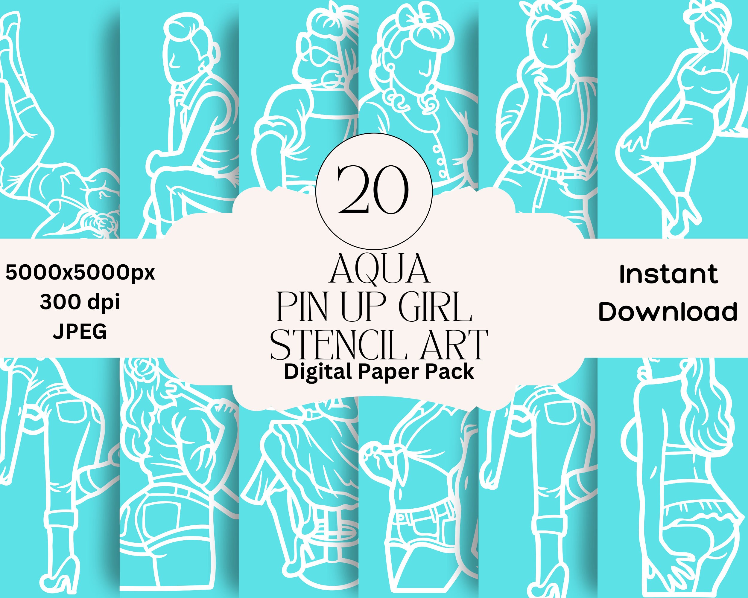 Pin Up Girls Digital Paper Set Junk Journal Paper Retro Etsy