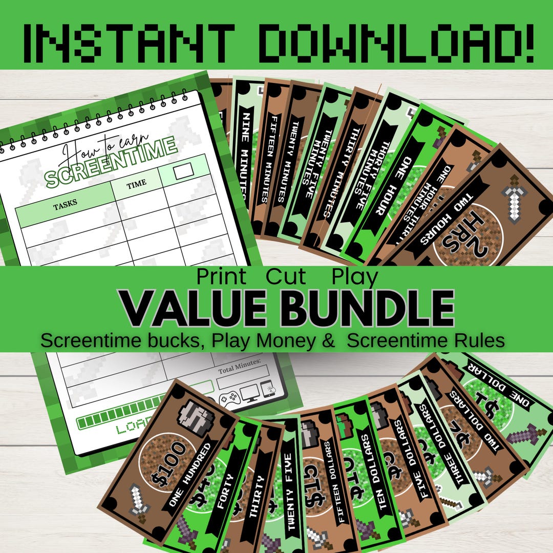 Printable Play Money for Kids Gaming Pretend Money for Allowance ...