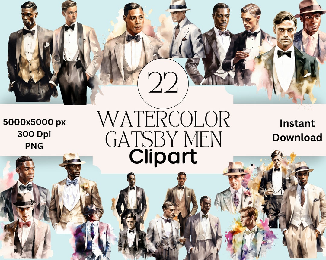 Gatsby Men Clipart Graphics Bundle PNG Instant Download Scrapbooking ...