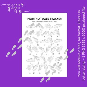 Daily Walk Tracker Printable Fitness Journal Page Workout Tracker ...