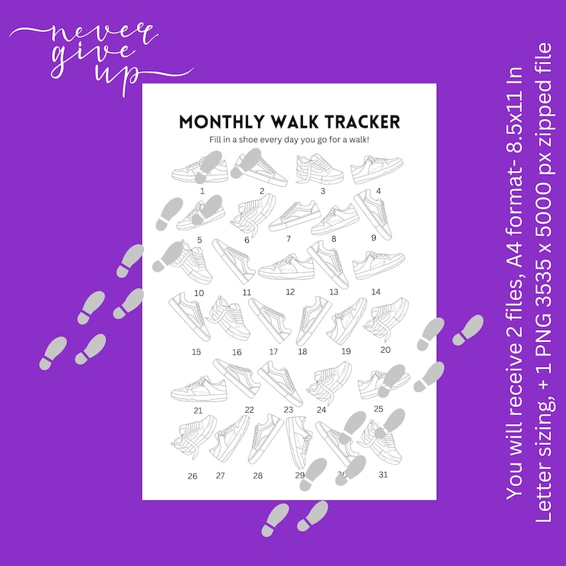 Daily Walk Tracker Printable Fitness Journal Page Workout Tracker ...