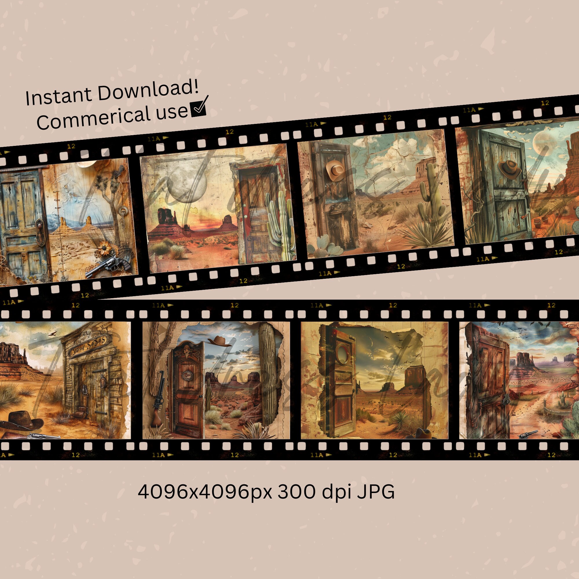 Wild West Digital Paper Set Junk Journal Cowboy Paper Printable Digital ...
