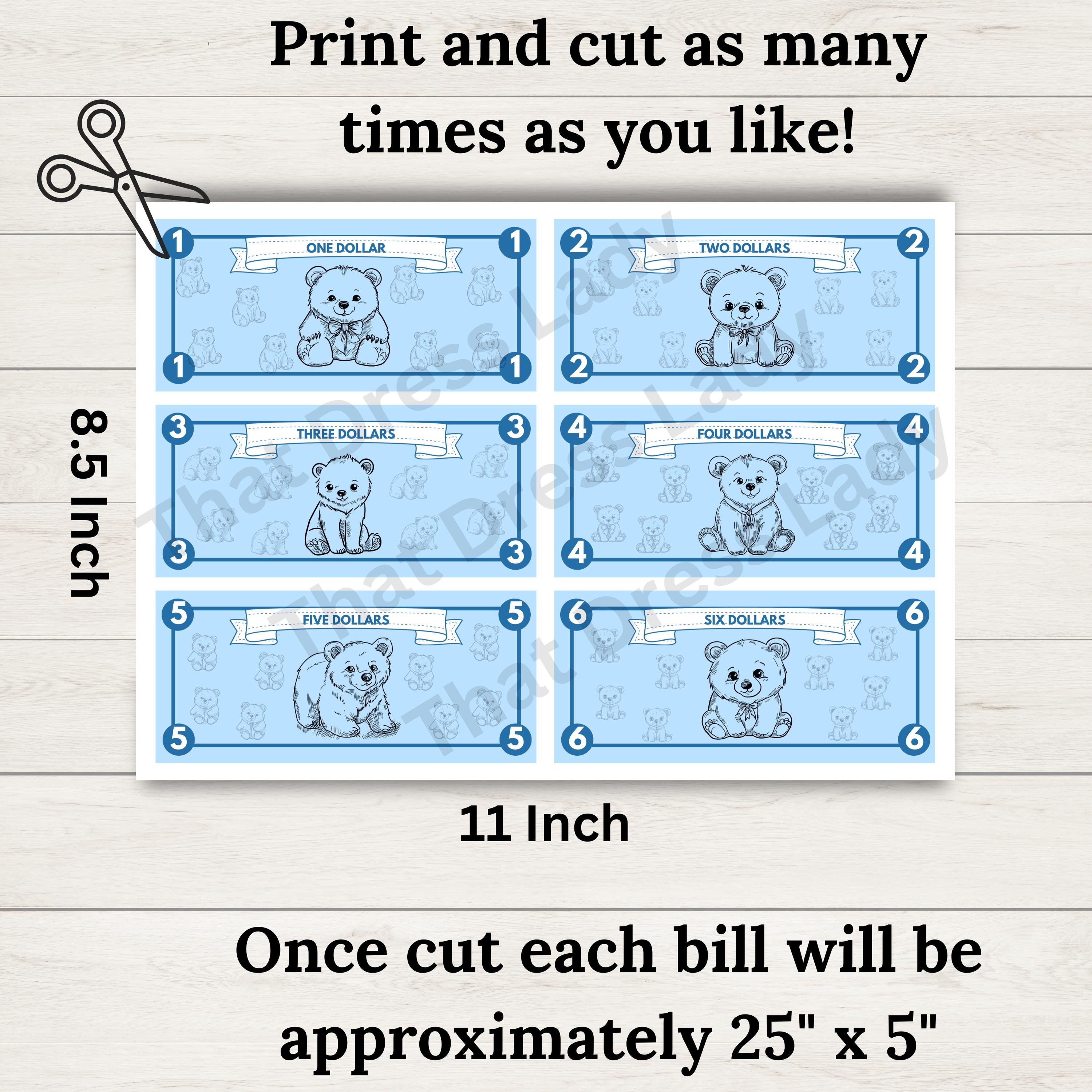 Printable Play Money for Kids Pretend Money for Allowance and Learning ...