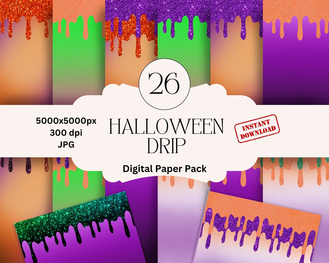 Halloween Drip Digital Paper Set Halloween Background Printable Paper ...