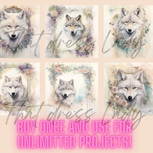 Light Wolf Digital Paper Set Junk Journal Paper Wolves Printable Page ...