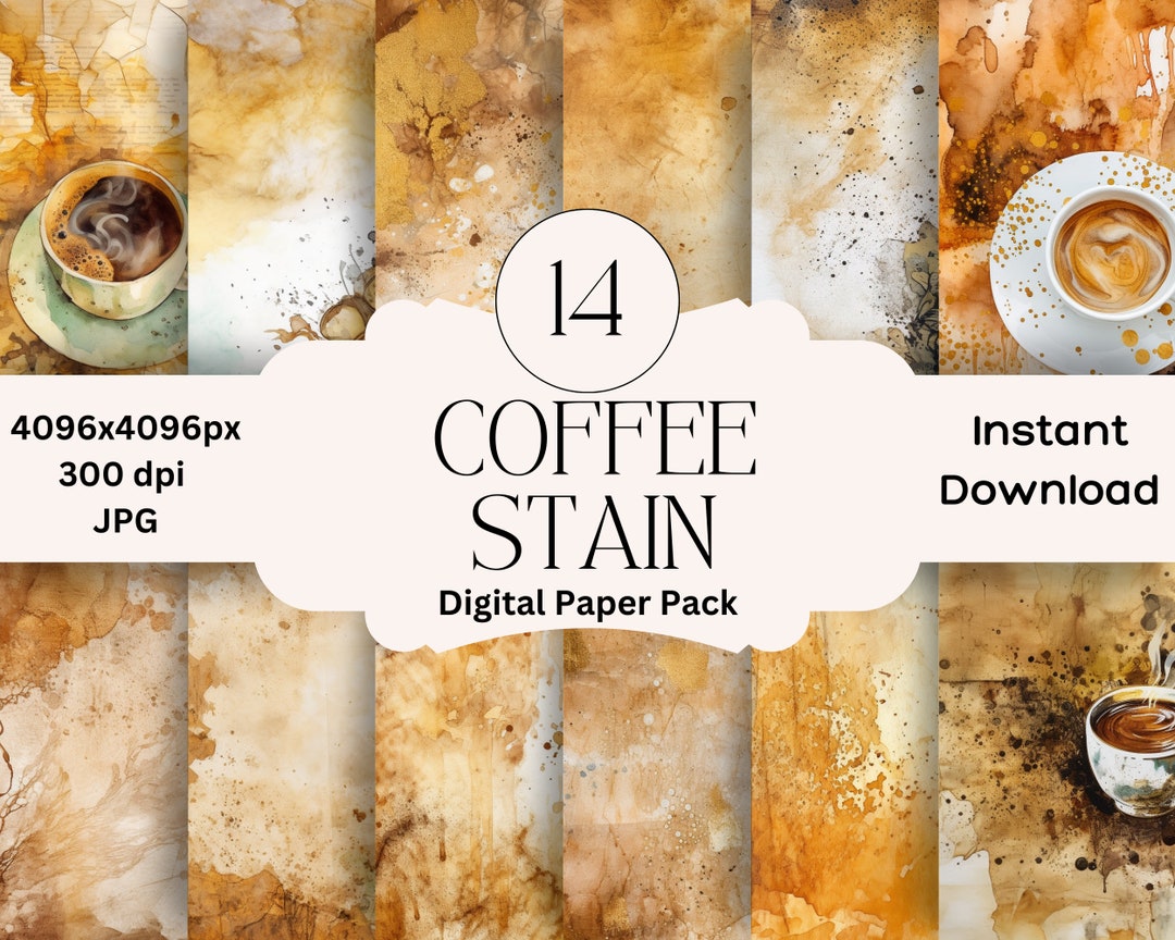 Coffee Stain Digital Paper Set Download Junk Journal Paper Printable ...