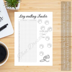 Dog Walking Tracker Printable Dog Walking Log Printable Dog Walking ...