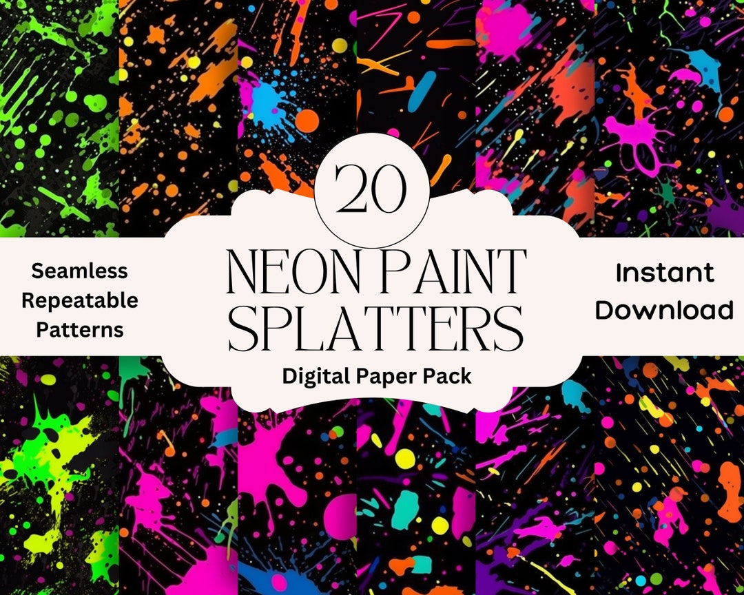 Neon Paint Splatter Digital Paper Set Junk Journal Paint Paper ...