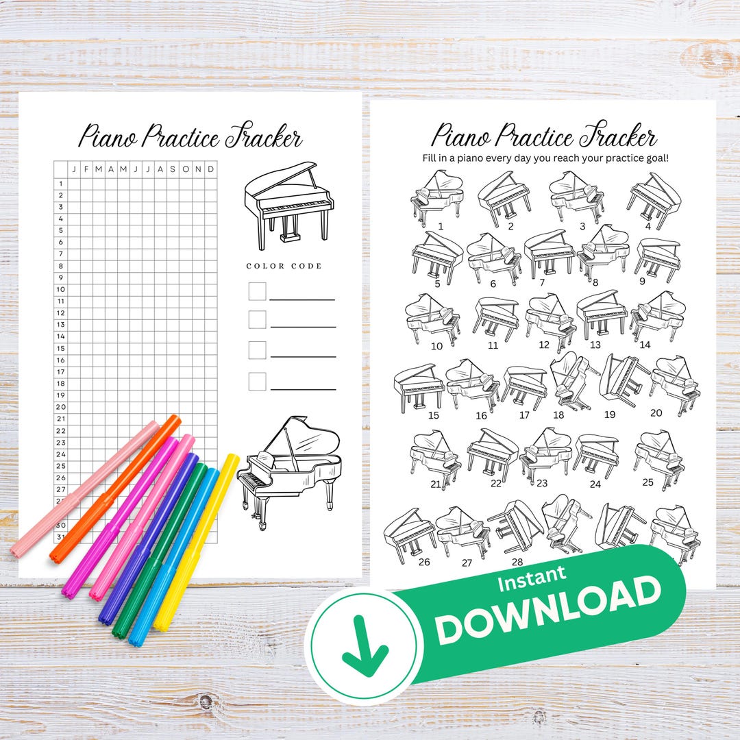 Piano Practice Tracker Beginner Piano Chart Learn Piano Sheet Tracker ...