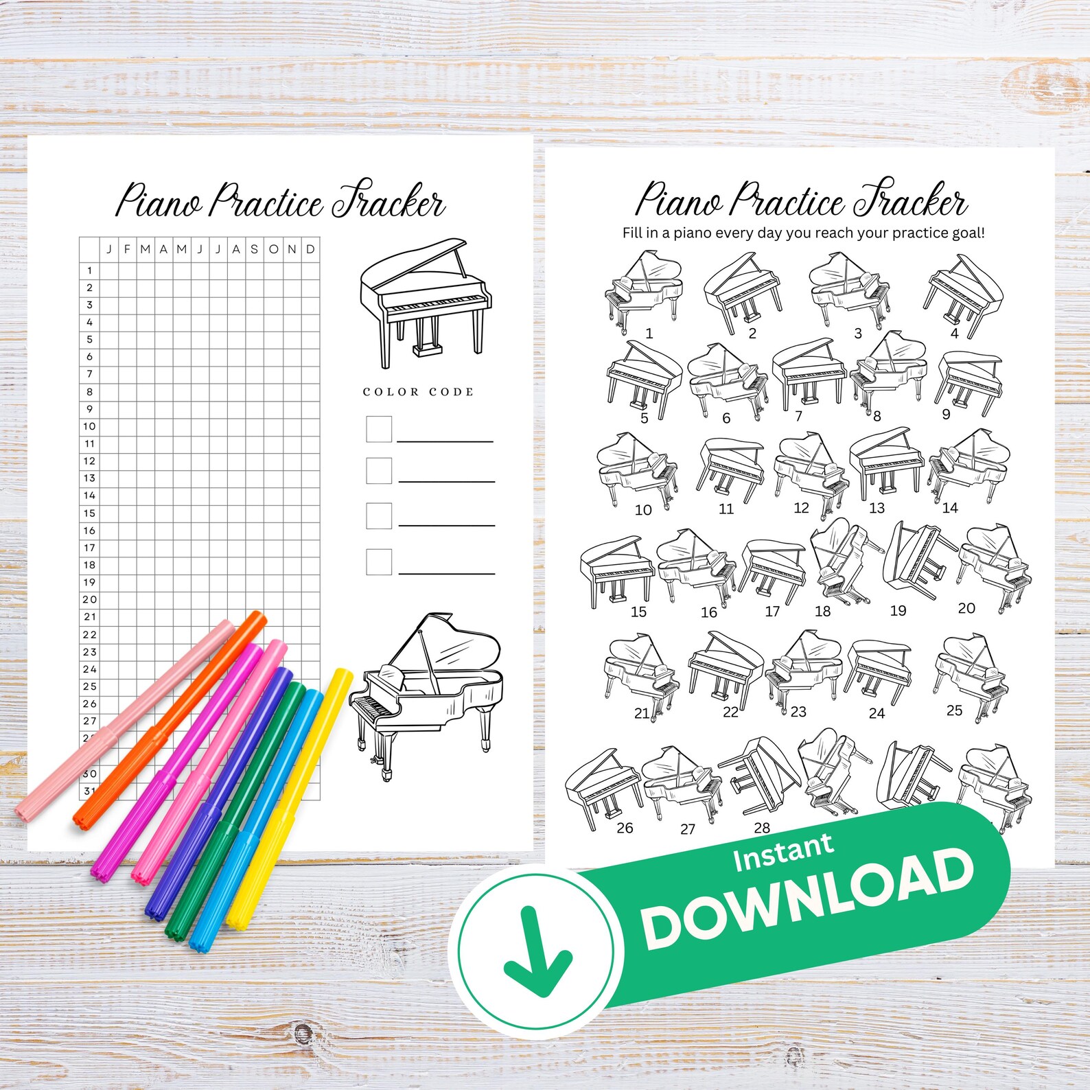 Piano Practice Tracker Beginner Piano Chart Learn Piano Sheet Tracker ...