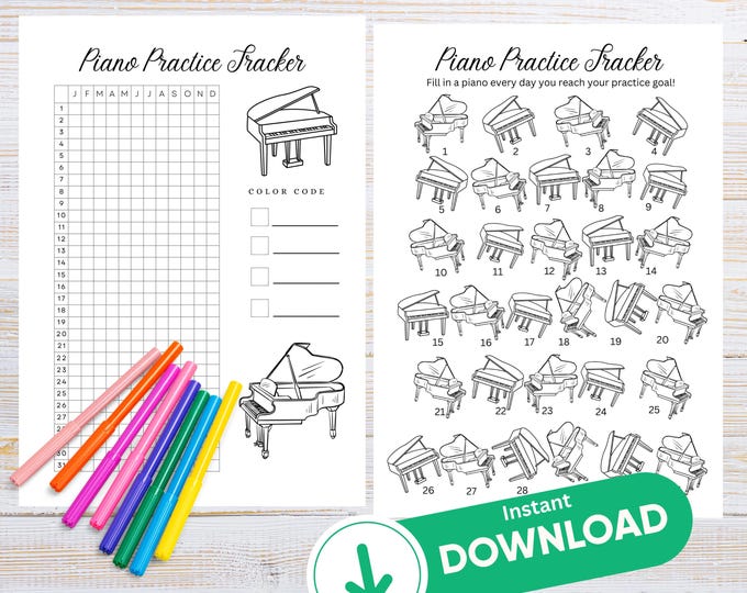 Piano Practice Tracker Beginner Piano Chart Learn Piano Sheet Tracker ...