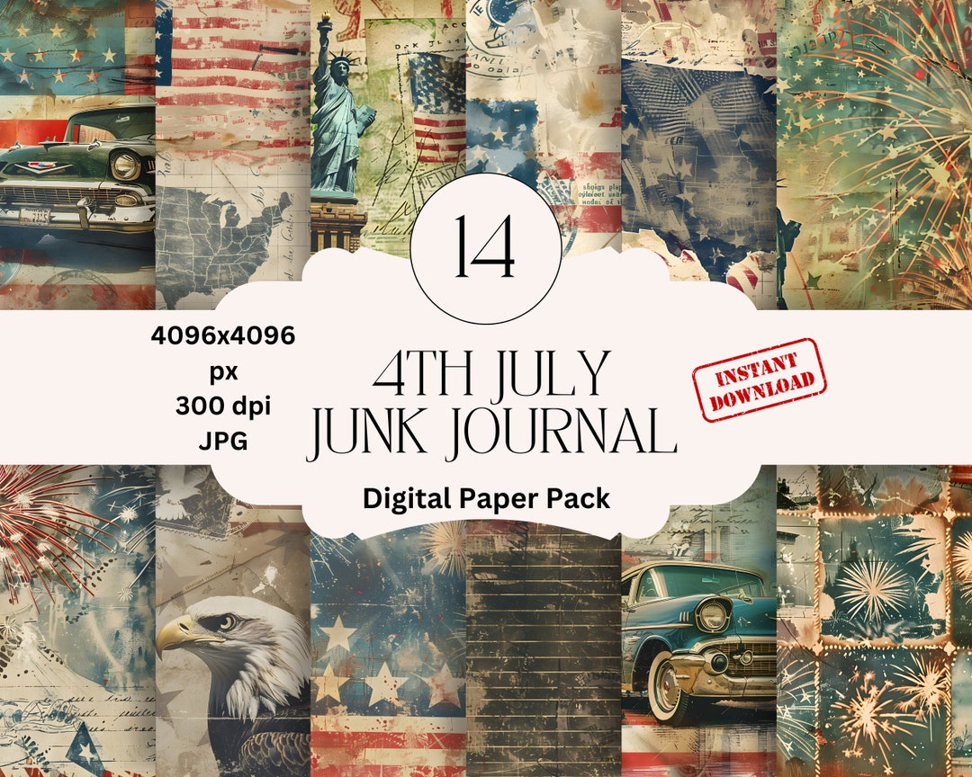 4th of July Digital Paper: Patriotic Scrapbook Pack (digital Download ...