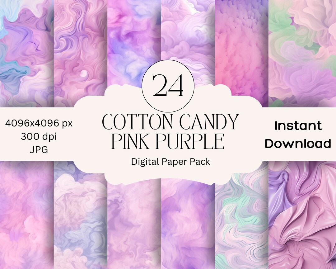 Pastel Cotton Candy Digital Paper Set Pink and Purple Junk Journal ...