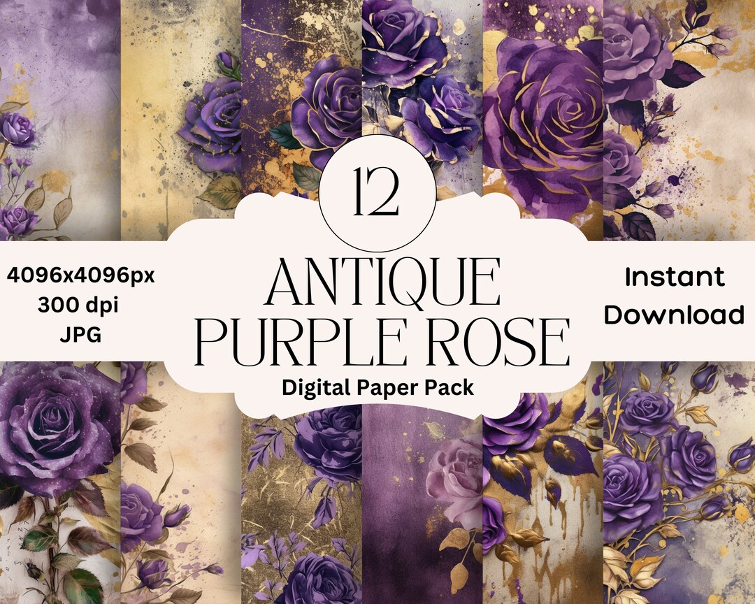 Purple Gold Digital Paper Set Junk Journal Printable Digital ...
