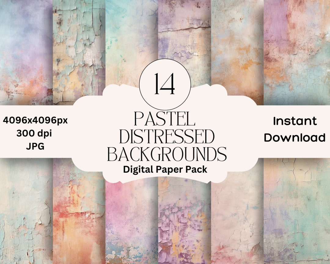 Distressed Pastel Digital Paper Set Junk Journal Printable Paper ...