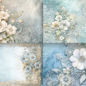 Vintage Victorian Lace Digital Paper Set Pink Floral Junk Journal Paper ...