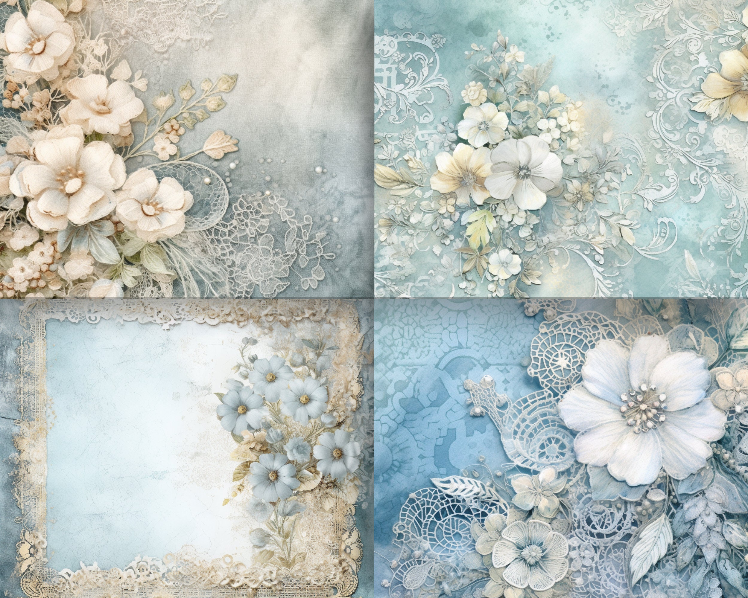 Vintage Victorian Lace Digital Paper Set Pink Floral Junk - Etsy UK