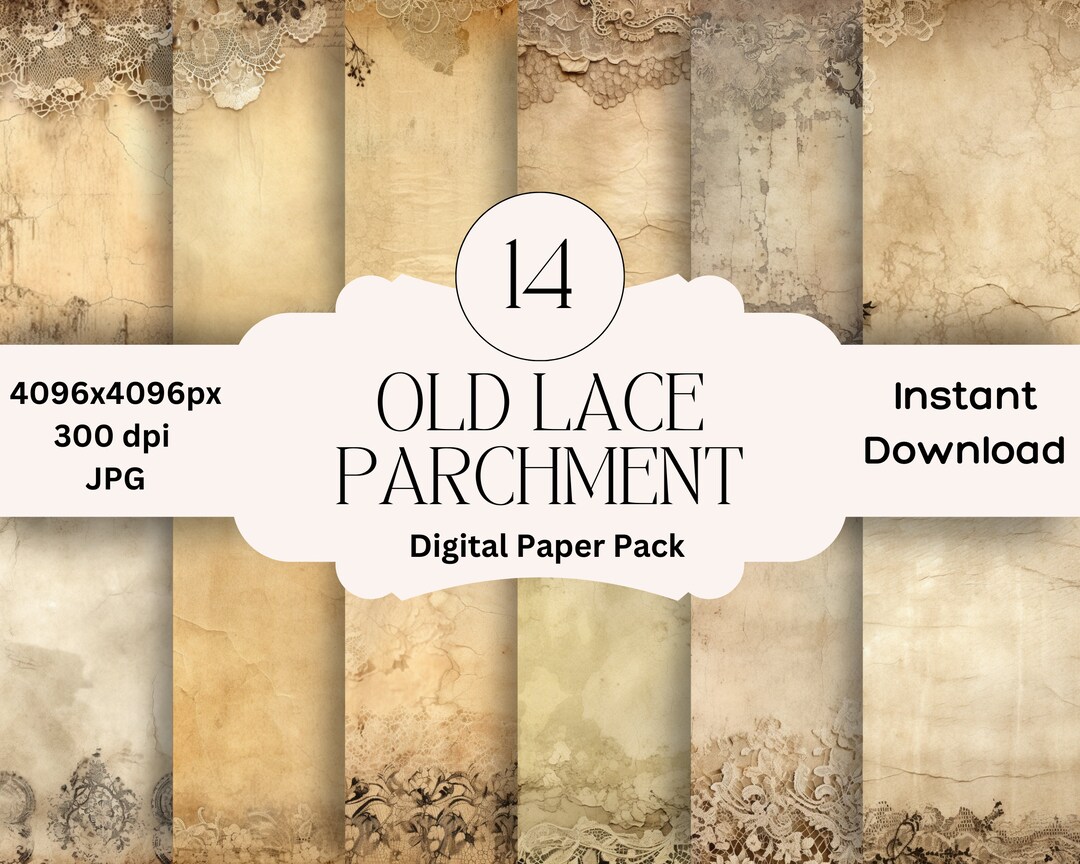 Vintage Lace Parchment Digital Paper Set Junk Journal Paper Printable ...