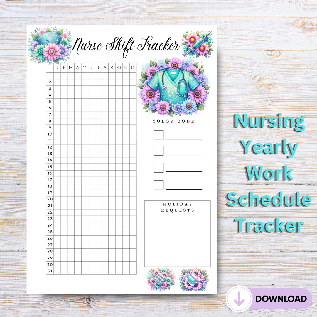 Nursing Shift Tracker Nurse Schedule Tracker Nurse Shift Log Day Night ...