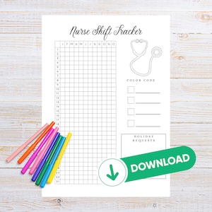 Nursing Shift Tracker Nurse Schedule Tracker Nurse Shift Log Day Night ...