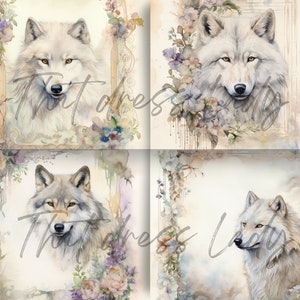 Light Wolf Digital Paper Set Junk Journal Paper Wolves Printable Page ...