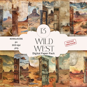 Wild West Digital Paper Set Junk Journal Cowboy Paper Printable Digital ...