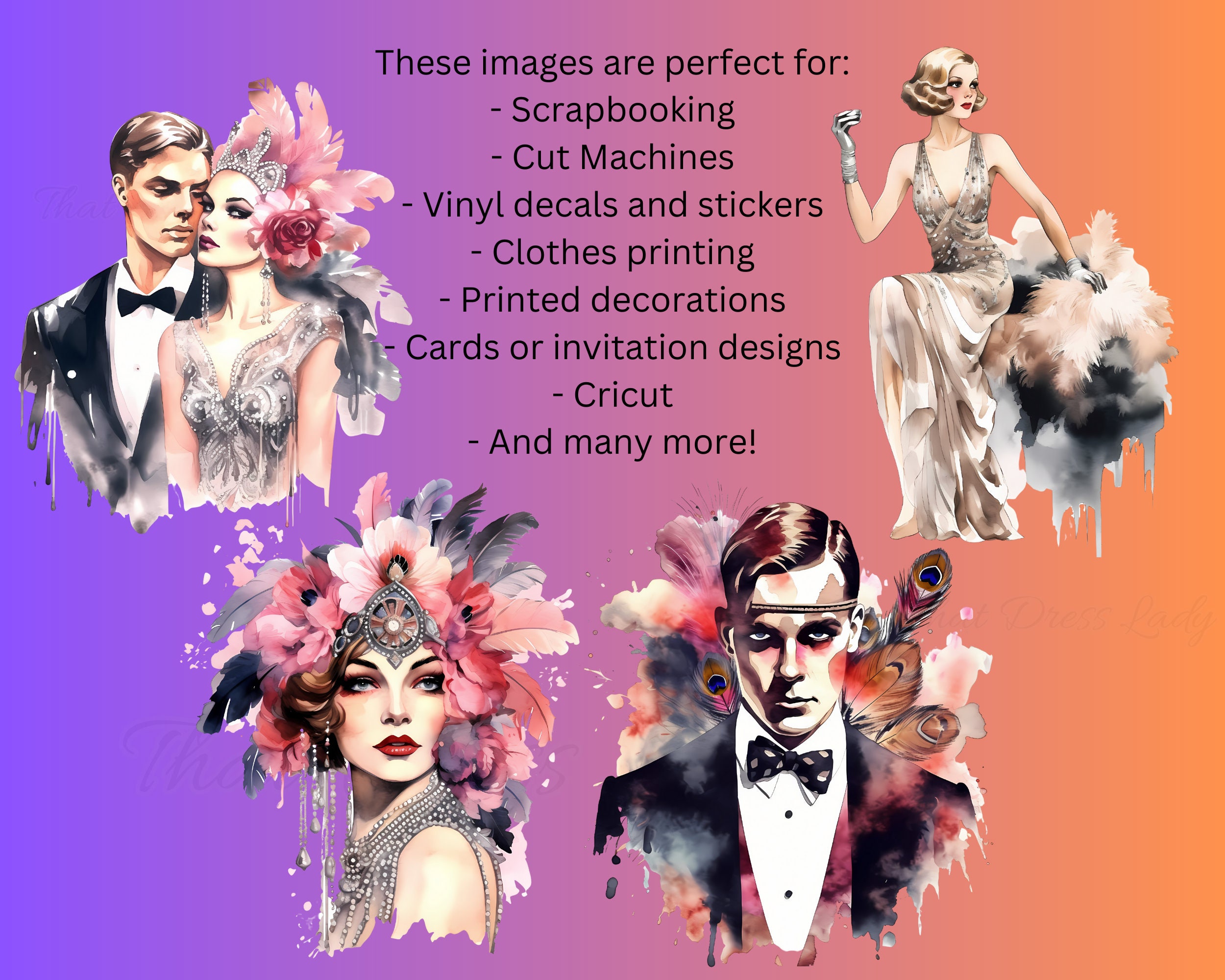 Gatsby Clipart Graphics Bundle PNG Instant Download - Etsy