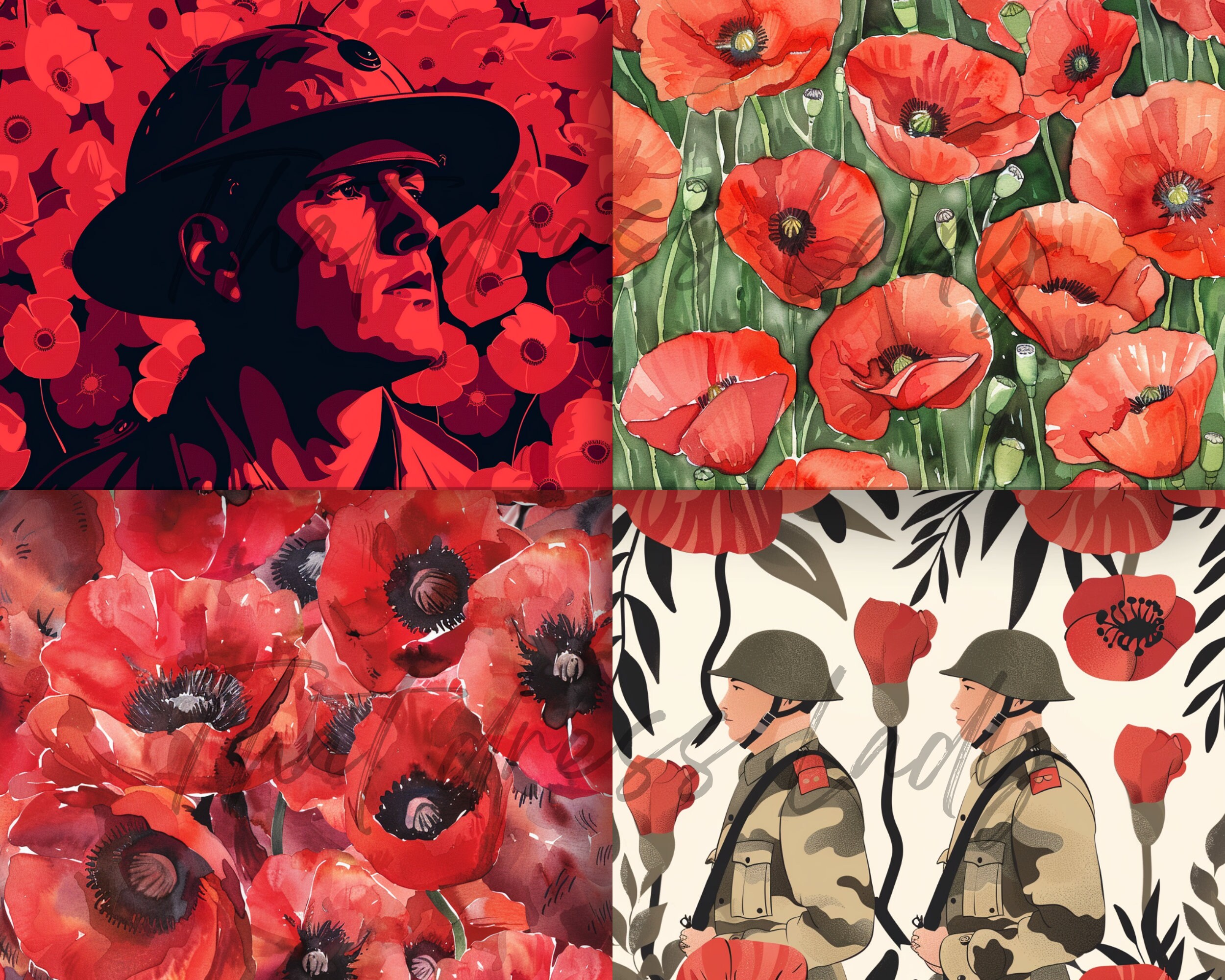 Anzac Digital Paper Set Junk Journal Paper Printable Anzac Day ...