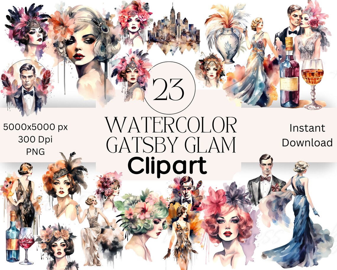Gatsby Clipart Graphics Bundle PNG Instant Download - Etsy