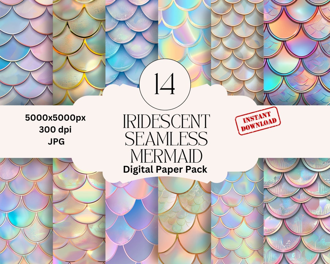 Mermaid Seamless Digital Paper Set Junk Journal Paper Mermaid Printable ...