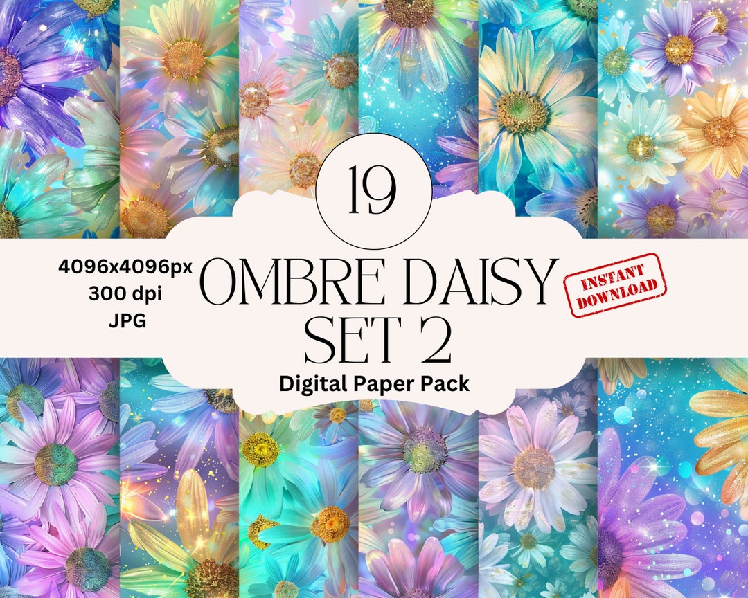 Seamless Ombre Daisy Set 2 Digital Paper Set Instant Download - Etsy