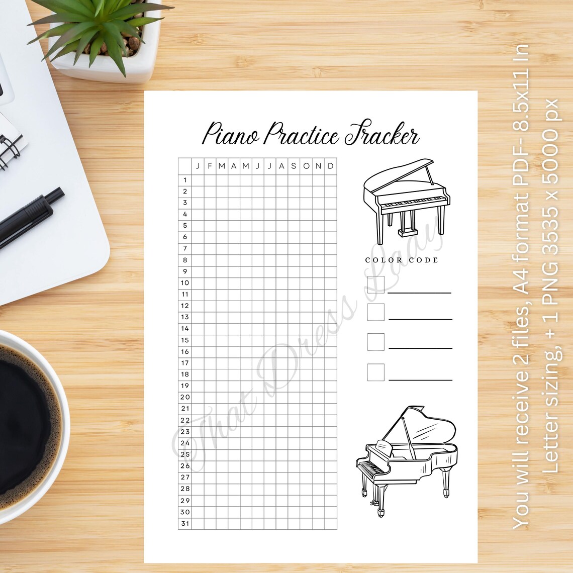 Piano Practice Tracker Beginner Piano Chart Learn Piano Sheet Tracker ...