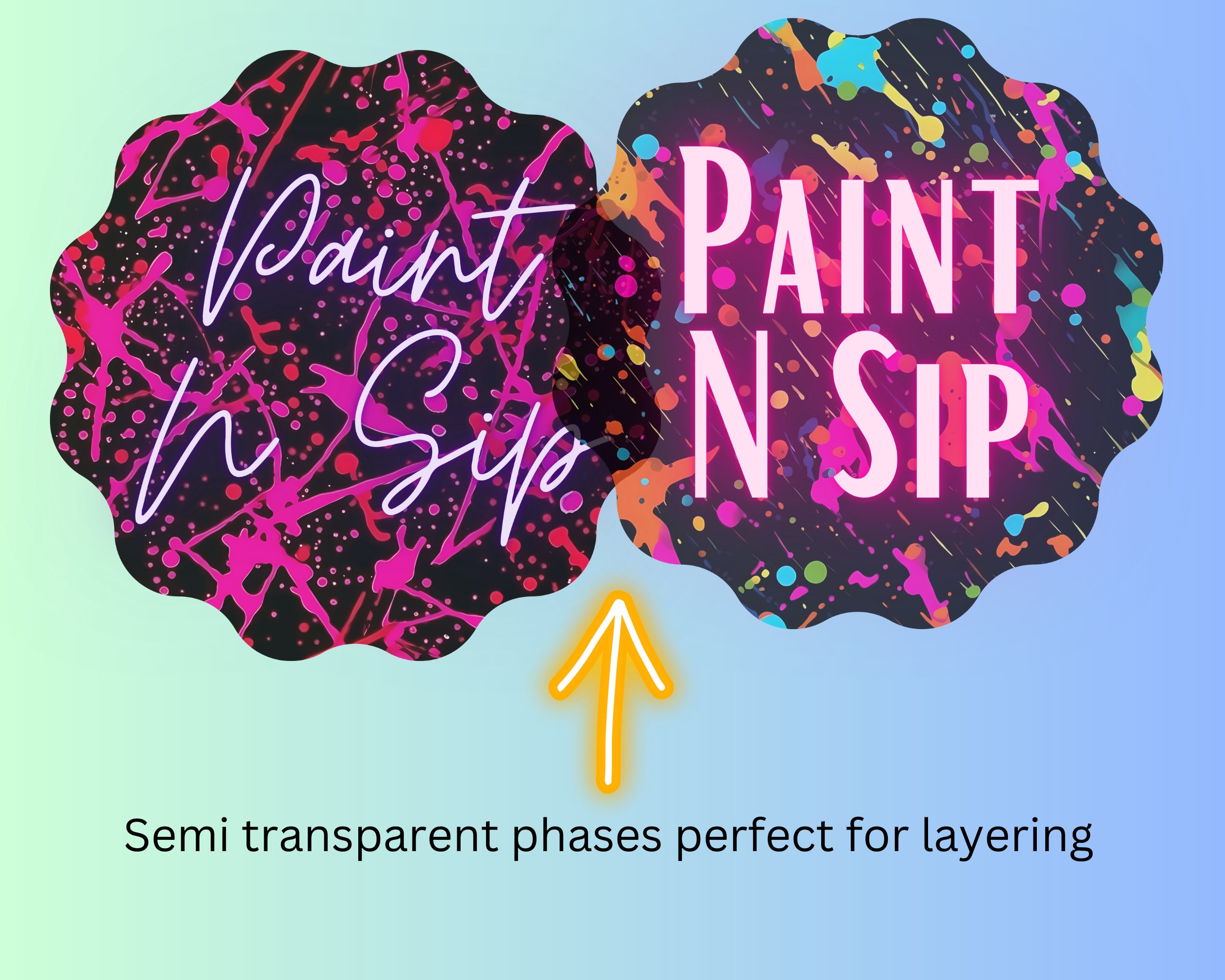 Paint N Sip Clipart Graphics Bundle PNG Instant Download - Etsy Canada