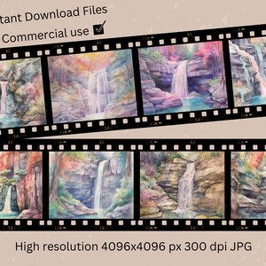 Watercolor Waterfalls Digital Paper Set Natural Beautiful - Etsy