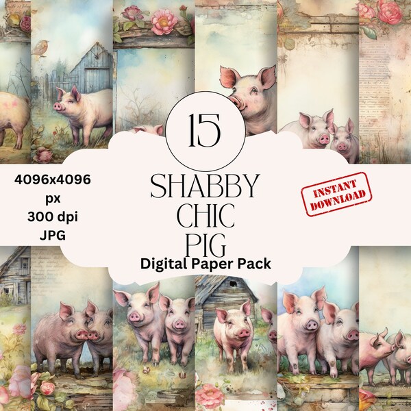 Pig Digital Paper - Etsy