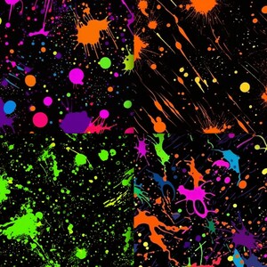Neon Paint Splatter Digital Paper Set Junk Journal Paint Paper ...