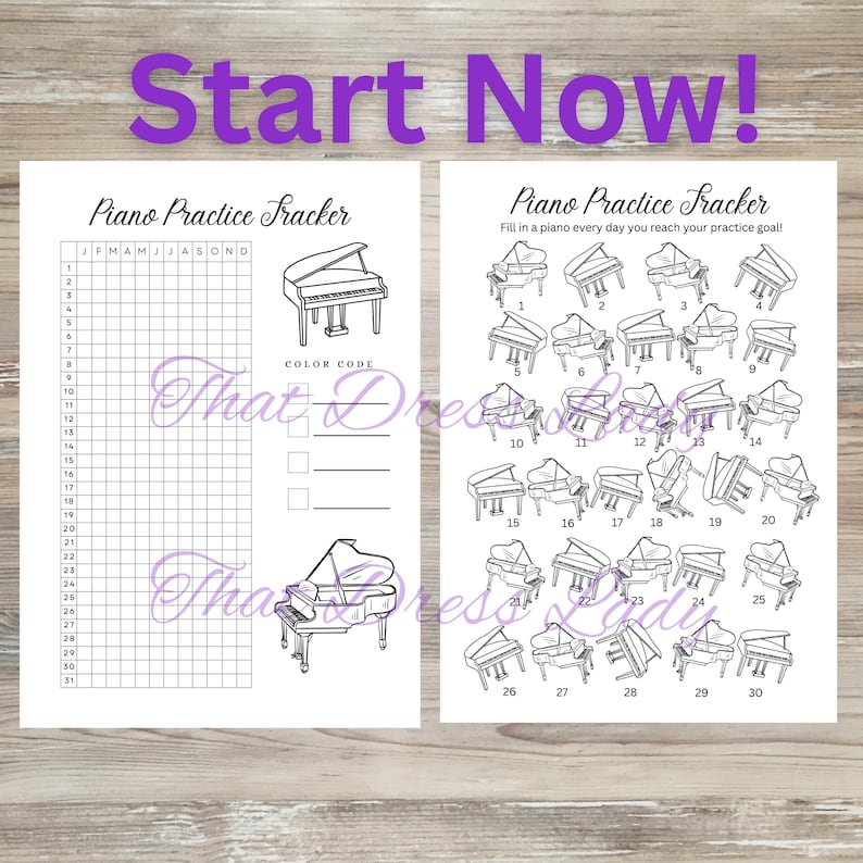 Piano Practice Tracker Beginner Piano Chart Learn Piano Sheet Tracker ...