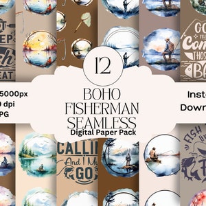 Fishing Digital Paper Set Instant Download Scrapbooking Fishing Junk ...