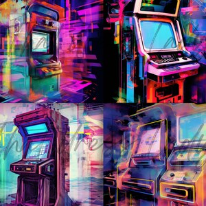 Neon Arcade Digital Paper Set Junk Journal Paper Arcade Glitch - Etsy
